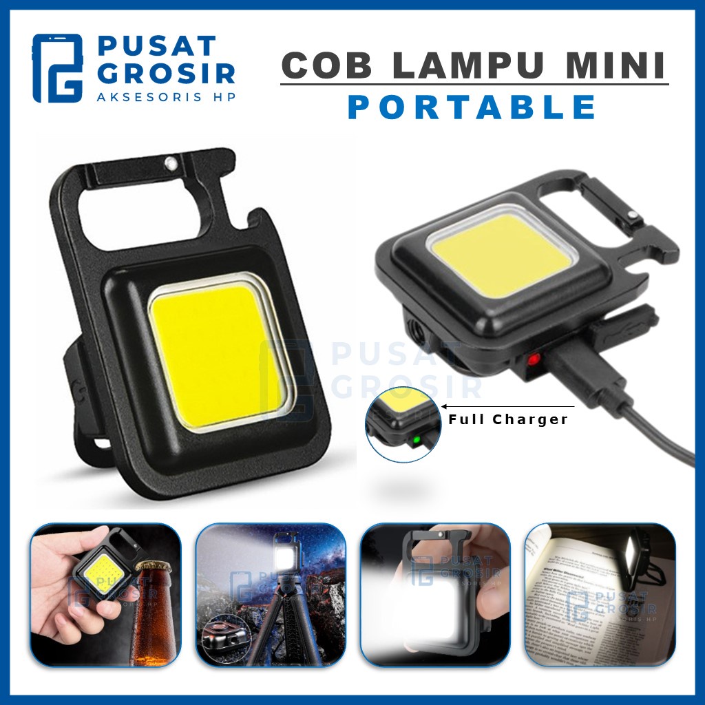 Jual Senter mini super terang COB multifungsi lampu keychain LED Light Portable rechargerable ...