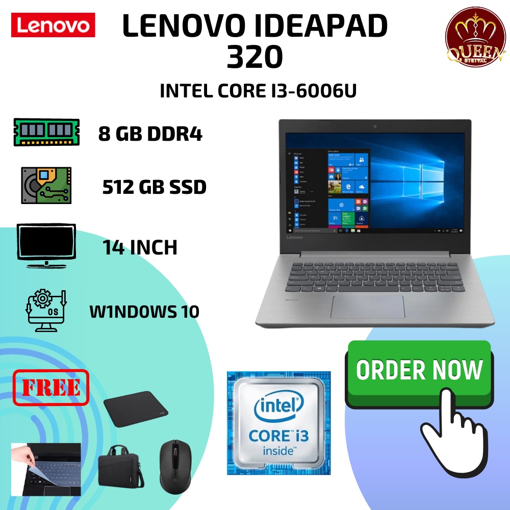 Jual LENOVO IDEAPAD 320 | CORE i3-6006U | RAM 8GB | 512GB SSD | WIN10 ...