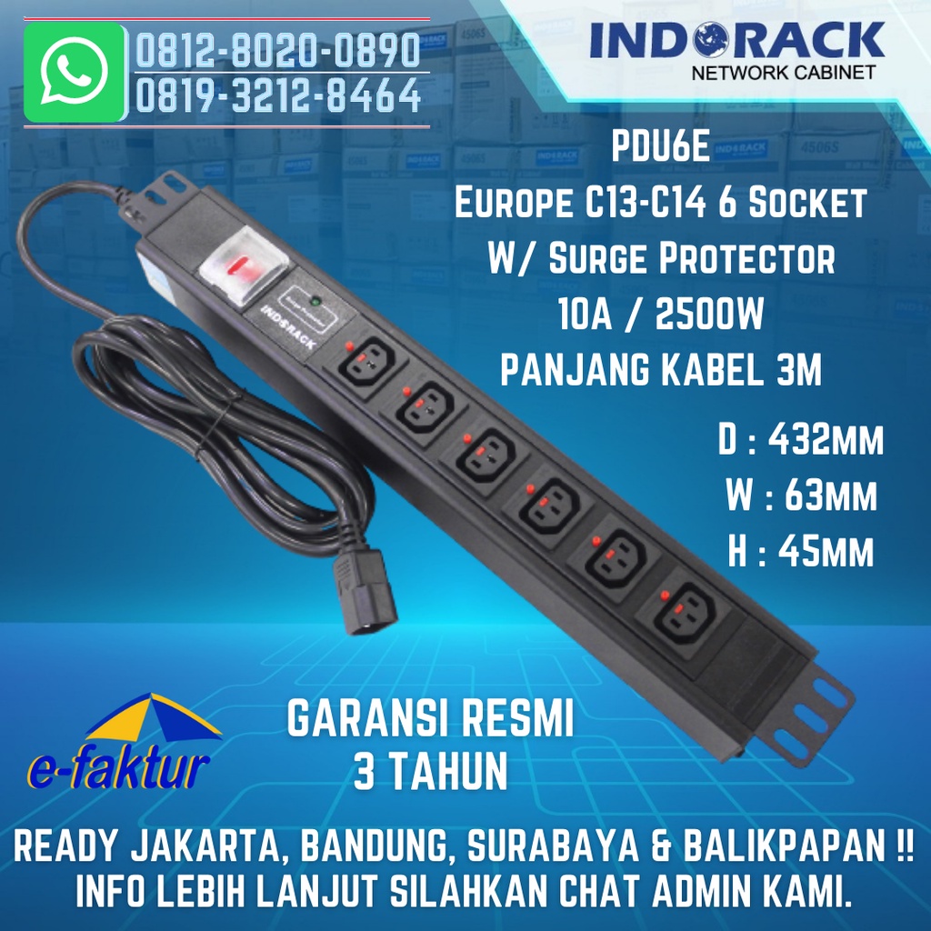 Jual Power Distribution Unit Stop Kontak Colokan Germany 6 Outlet PDU6E ...