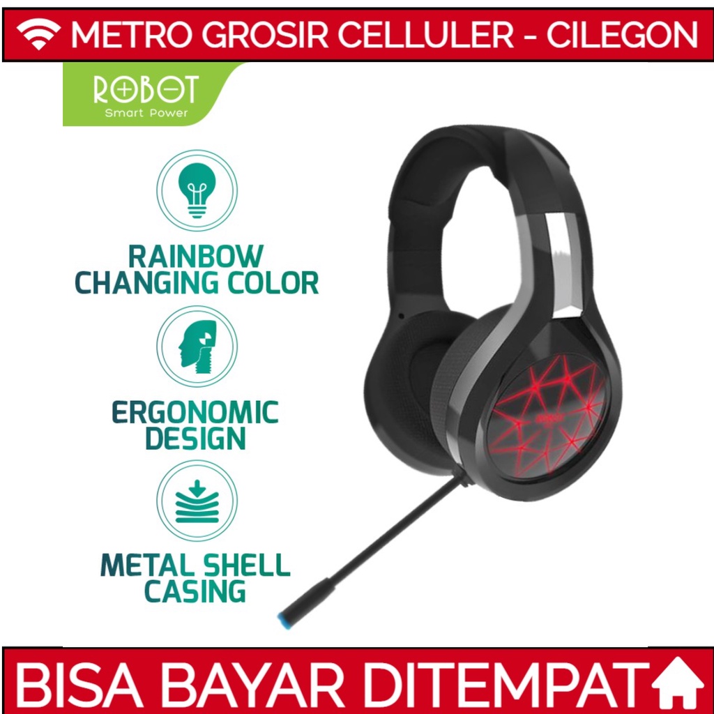 Jual ROBOT RH - G10 Headphone Headset Gaming Wired Earphone 7 LED ...