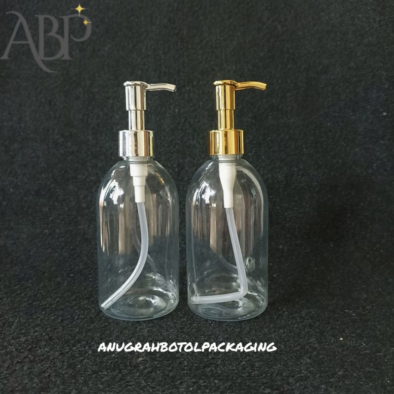 Jual Botol 250 ml Oval Tebal l Tutup Pump Luxury gold silver/ Botol Mini Oval 250 ml Tutup pump ...