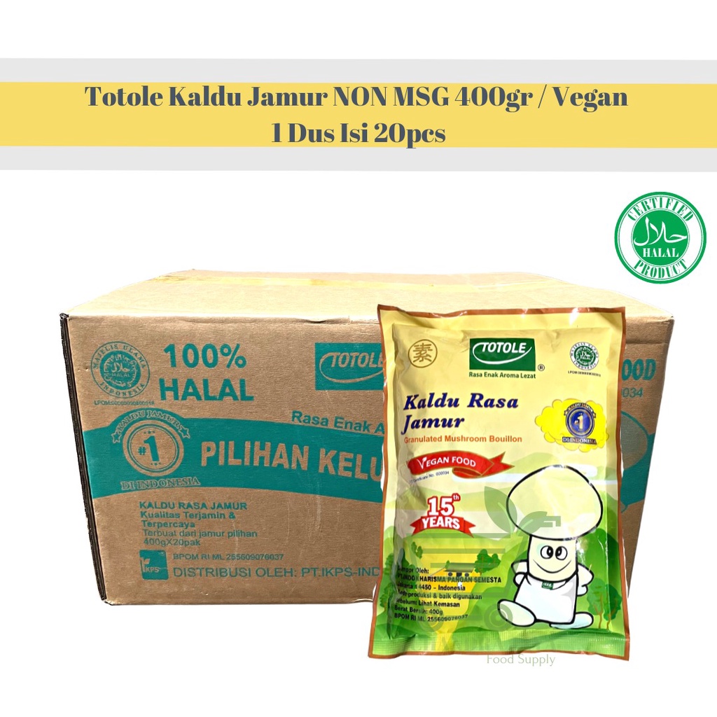 Jual Totole Kaldu Jamur NON MSG 400gr / Vegan 1 Dus Isi 20pcs | Shopee ...