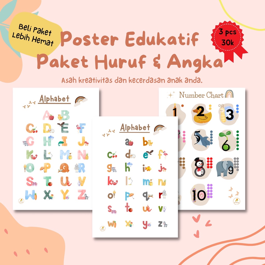 Jual Poster Paket Hemat. Poster huruf & poster angka. Poster Alphabet ...