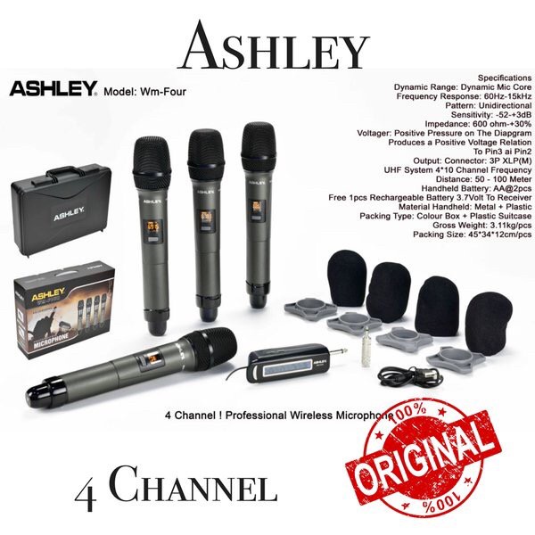 Jual Mic Wireless Ashley WM Four Original Produk Ashley 4 Microphone ...
