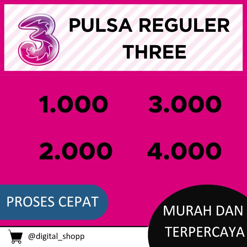 Jual Pulsa Tri Three Murah 1k 2k 3k 4k | Shopee Indonesia