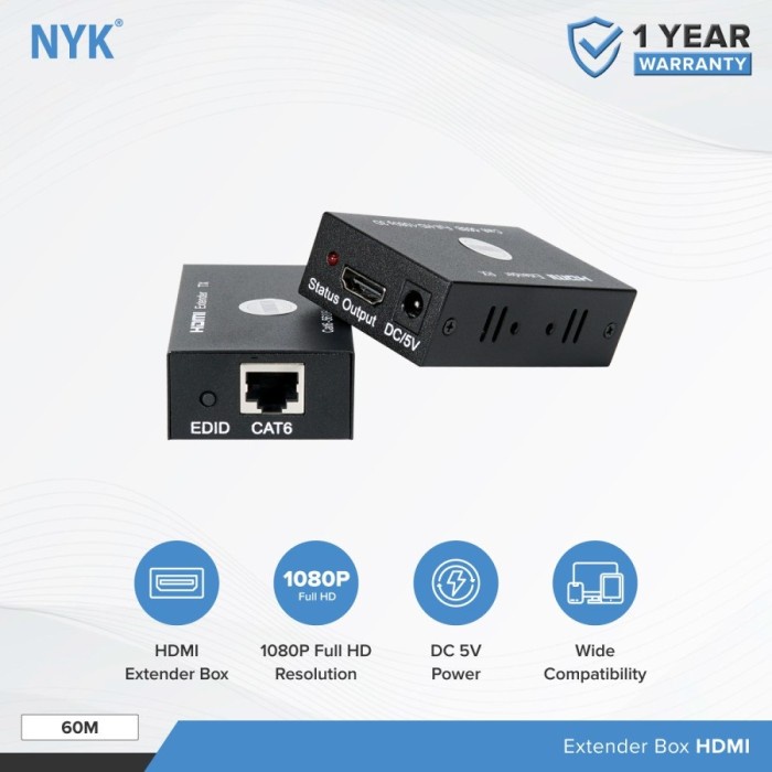 Jual HDMI Extender Box / HDMI Extension Kable LAN Ethernet 60M RJ45 ...