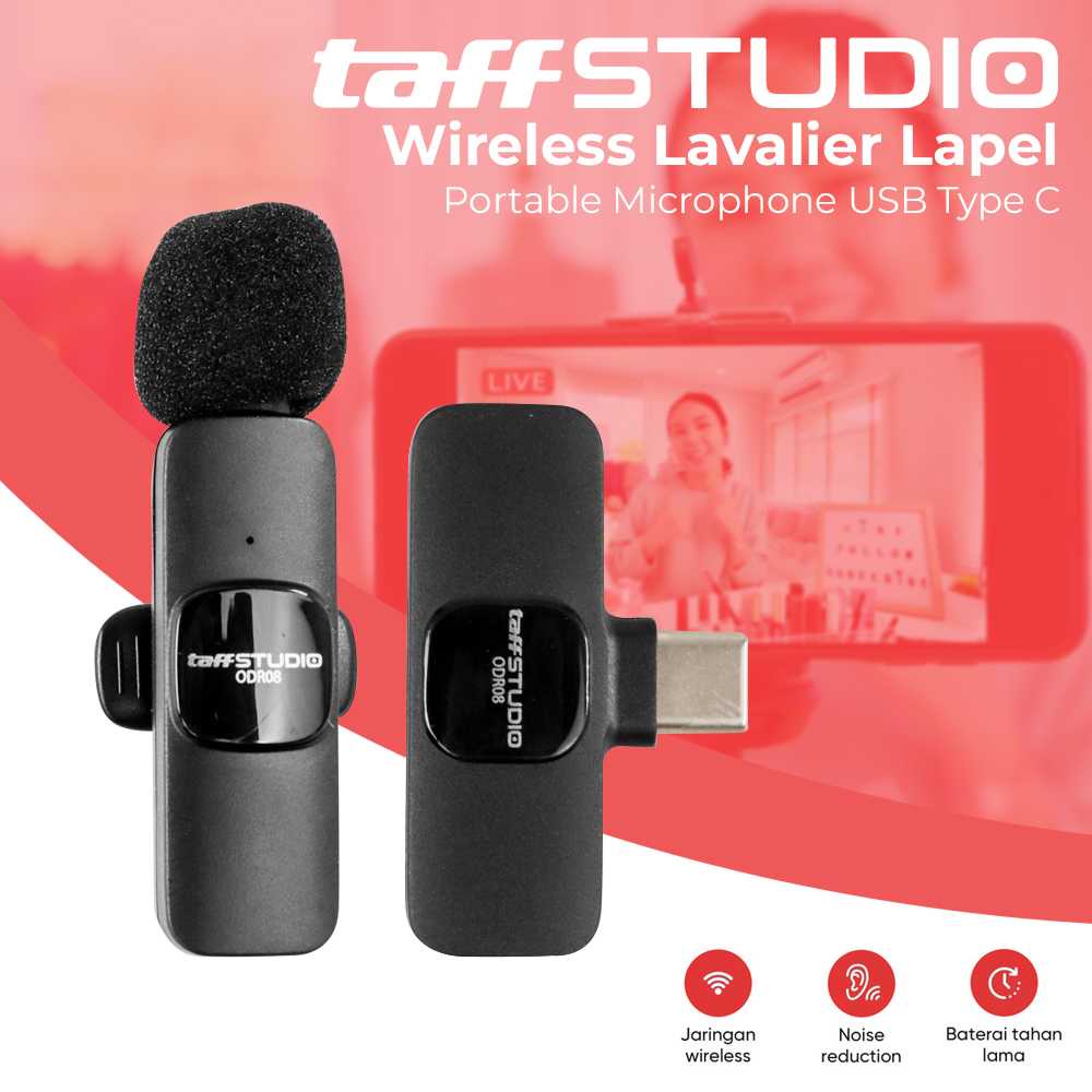 Jual Microphone Wireless Lavalier Lapel Portable USB Type C TaffSTUDIO ...