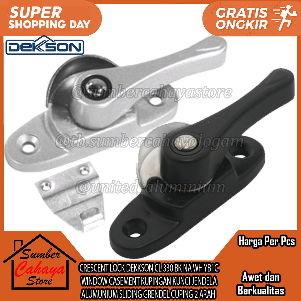 Jual WINDOW CRESCENT LOCK DEKKSON CL 330 BK NA WH YB1C GRENDEL KUPING ...