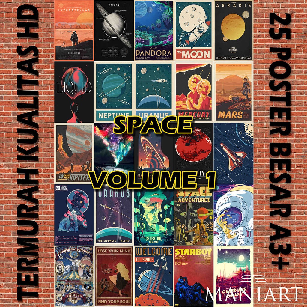 Jual PAKET 25 Poster A3+ Tema SPACE Series Premium Dekorasi Rumah ...