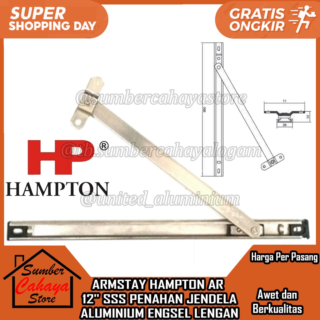 Jual Armstay Hampton Ar 12" Sss Penahan Jendela Aluminium Arm Stay 12 ...