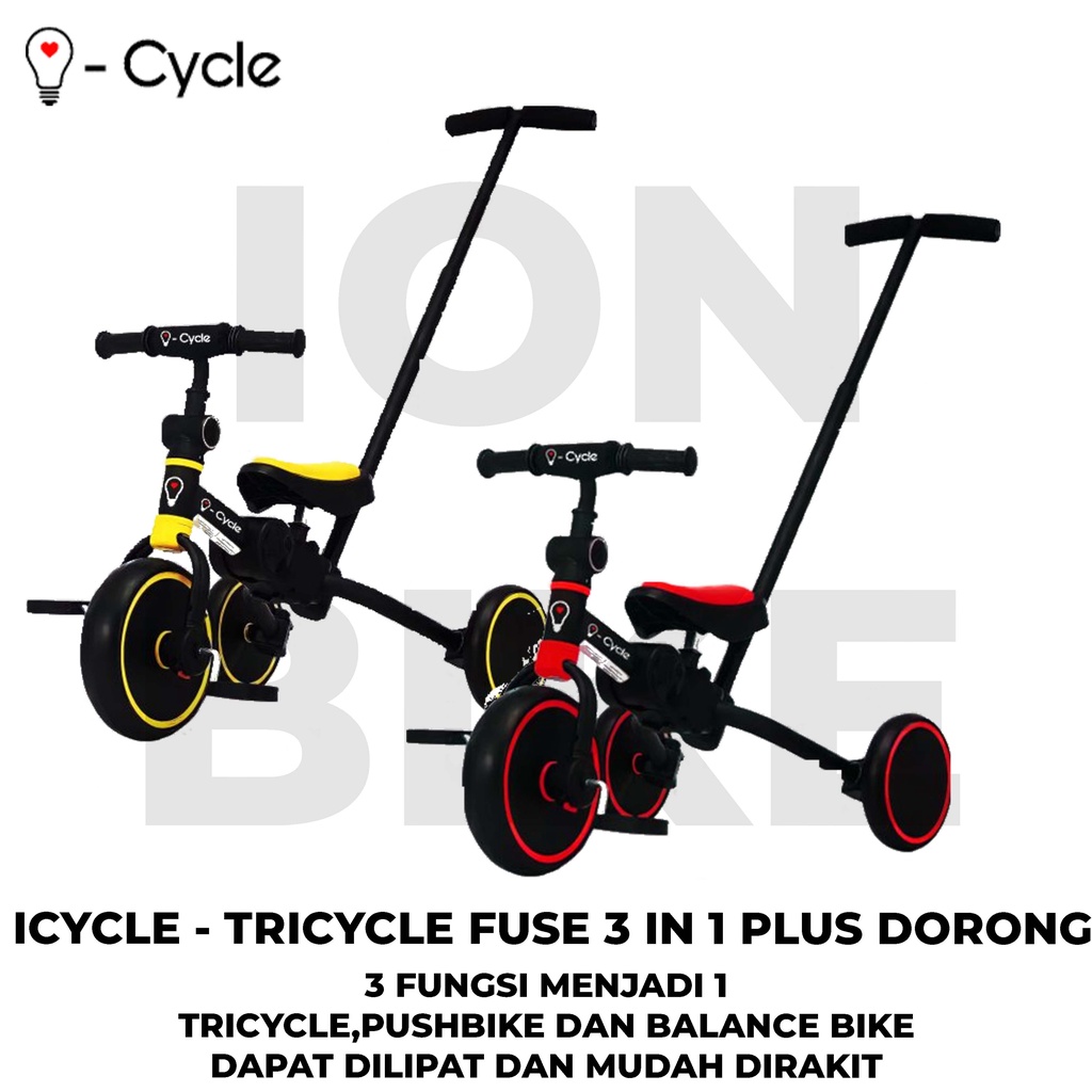 Jual Tricycle Pushbike Balance Bike Icycle Fuse Plus Dorong 4 in 1 ...
