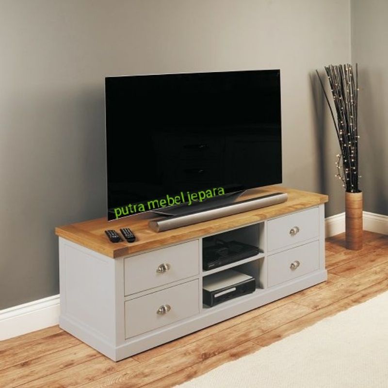 Jual meja tv minimalis modern kayu jati cat Duco custom | Shopee Indonesia
