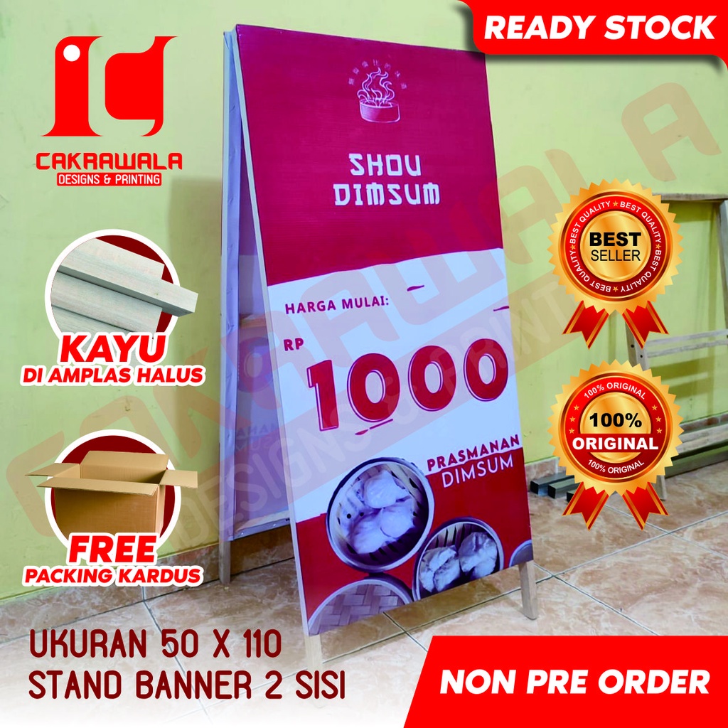 Jual STAND BANNER KAYU JUALAN DIMSUM 1000 UKURAN 50 X 110 - STANDING ...