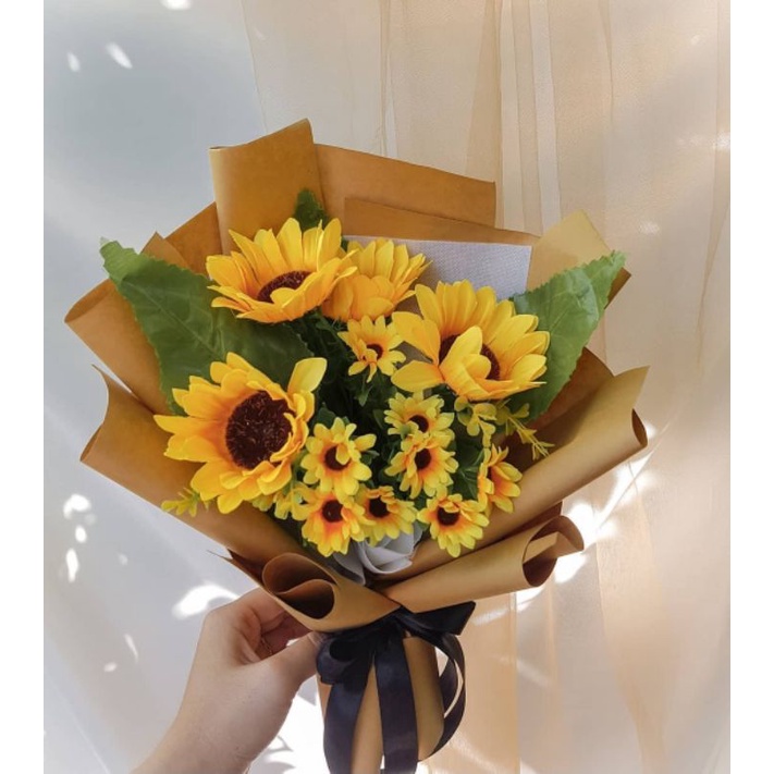 Jual sunflower artificial bouquet_hadiah buket bunga tiruan | Shopee ...