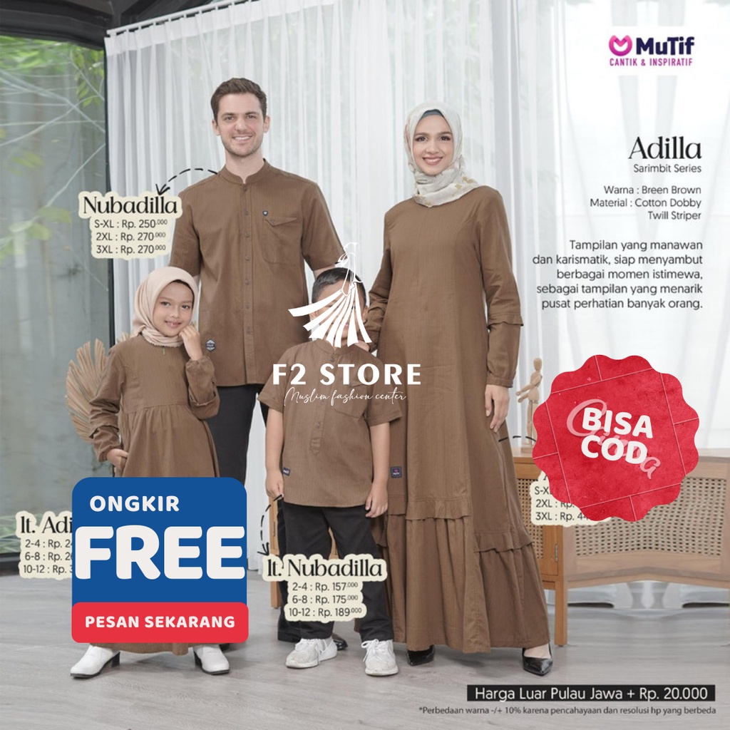 Jual BUSANA MUSLIM SARIMBIT COUPLE MUTIF ORIGINAL - ADILLA SERIES BREEN ...