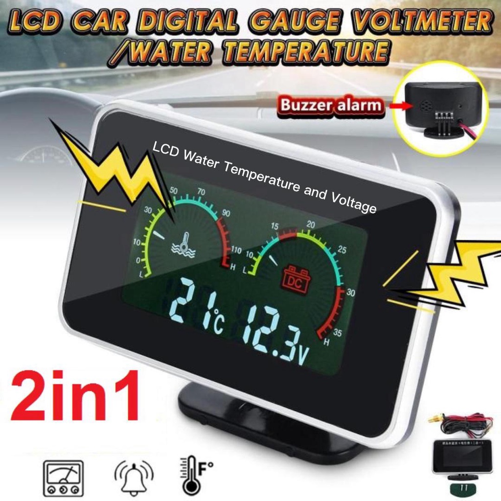 Jual 2in1 LCD Digital Pengukur Temperatur Air Voltmeter Tekanan Air ...