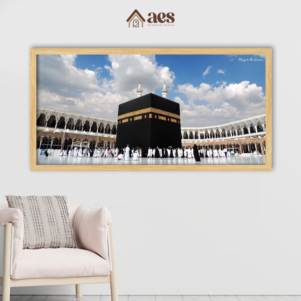 Jual AES Pajangan Kaligrafi Masjidil Haram Ka'bah Mekah Frame Jati ...