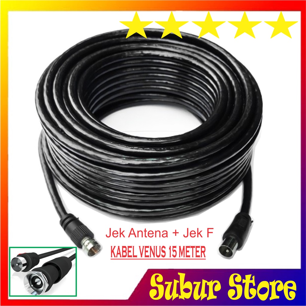 Jual Kabel Antena TV Digital VENUS 15 meter + Jack F Drat + Jack TV Male | Shopee Indonesia
