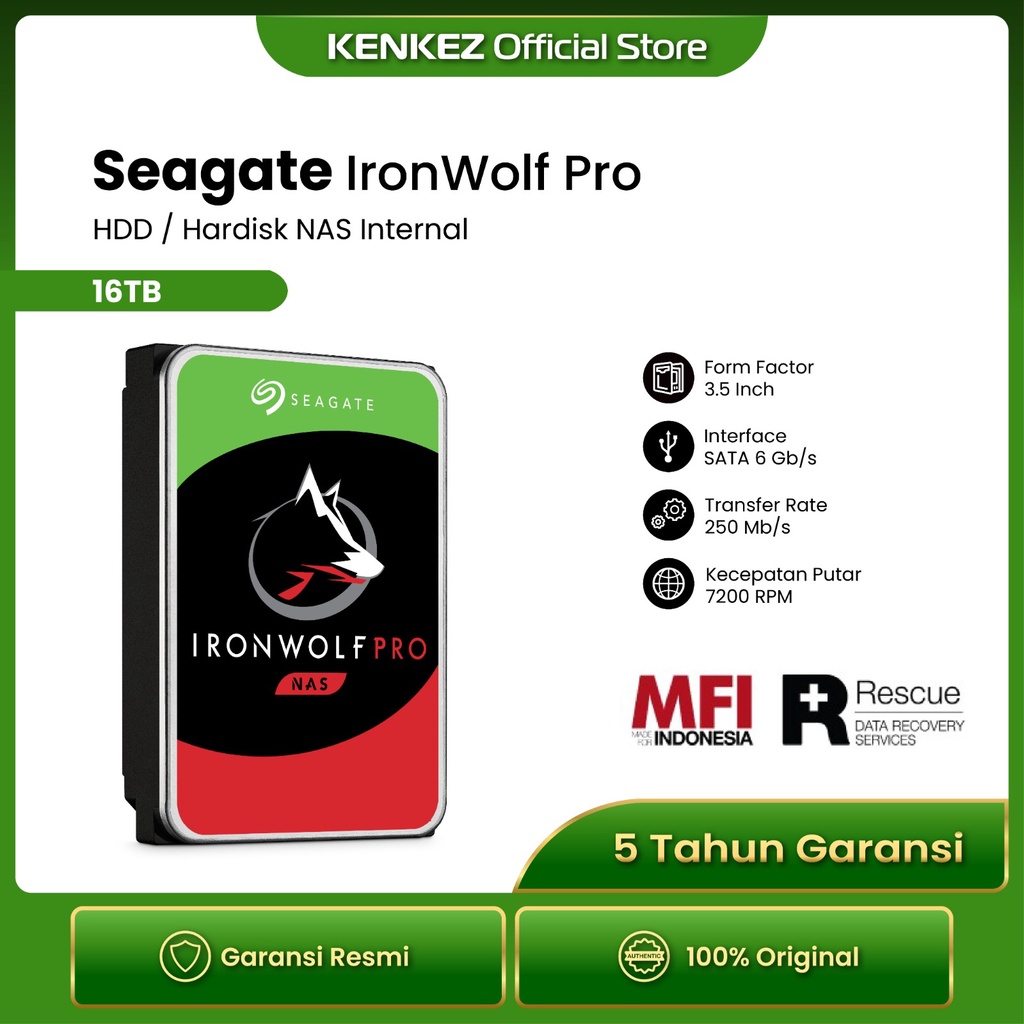 Jual Seagate IronWolf Pro NAS Internal Hard Disk 16TB SATA 7200RPM ...