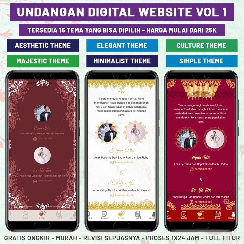 Jual Undangan Digital Pernikahan Volume 1 | Undangan Website Pernikahan ...