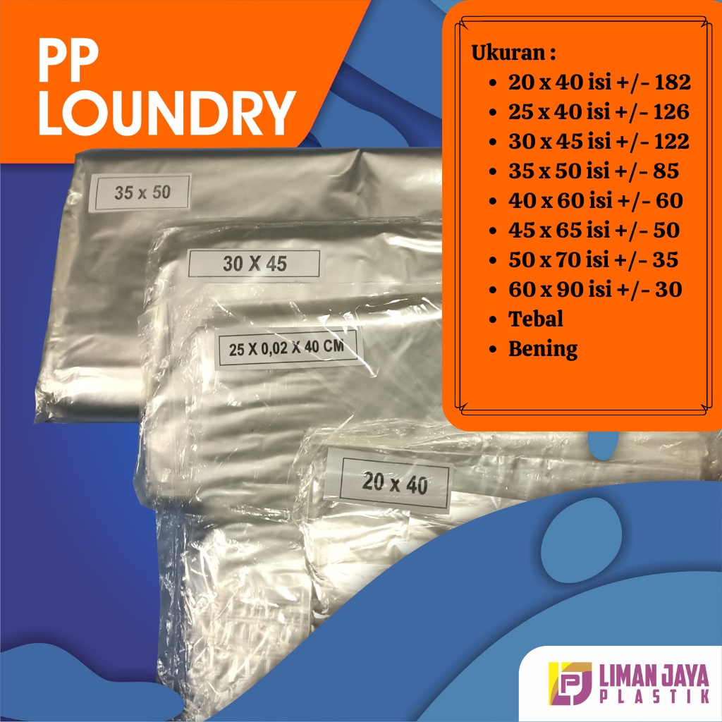 Jual Plastik PP | Plastik Kantong Laundry PP Bening uk. 20x40 - 25x42 ...