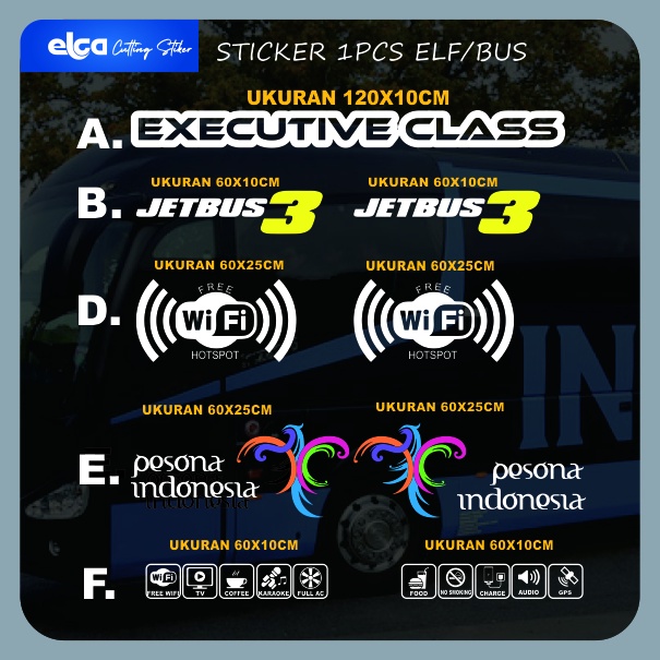 Jual STICKER CUTTING CUSTOM ELF BUS PARIWISATA JETBUS 3 TERMURAH 1 PCS ...