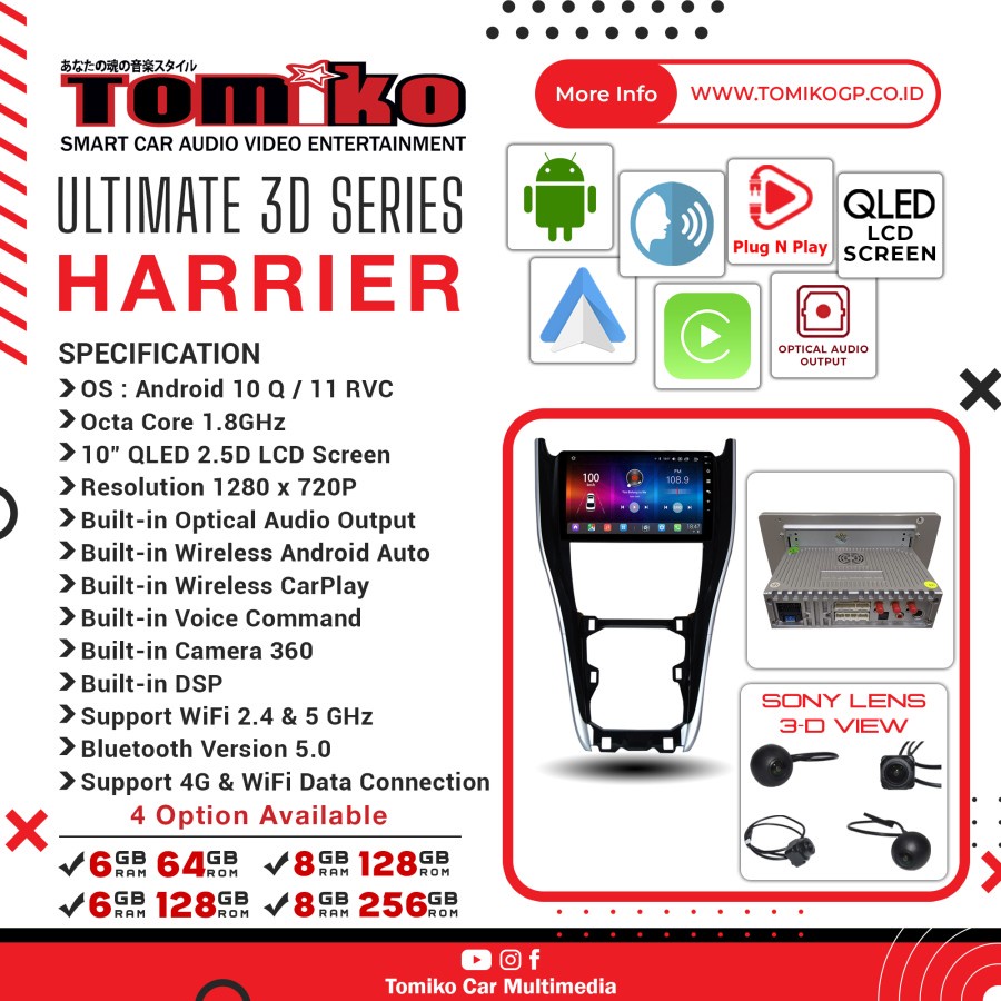 Jual Head Unit Android Tomiko OEM Ultimate 3D Series for Toyota Harrier ...