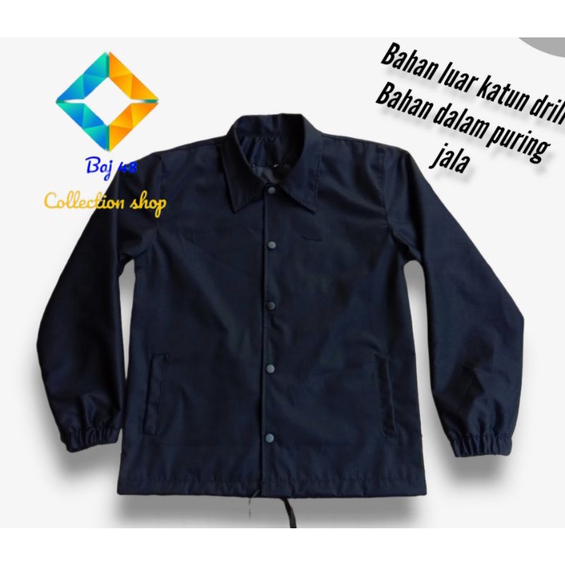 Jual jaket Coach polos terbaru bahan katun drill | Shopee Indonesia