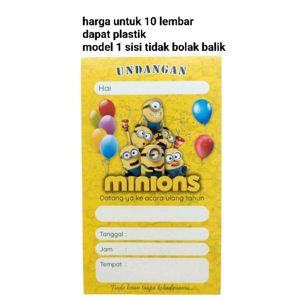 Jual invitation kartu undangan ulang tahun isi 10 lembar karakter ...