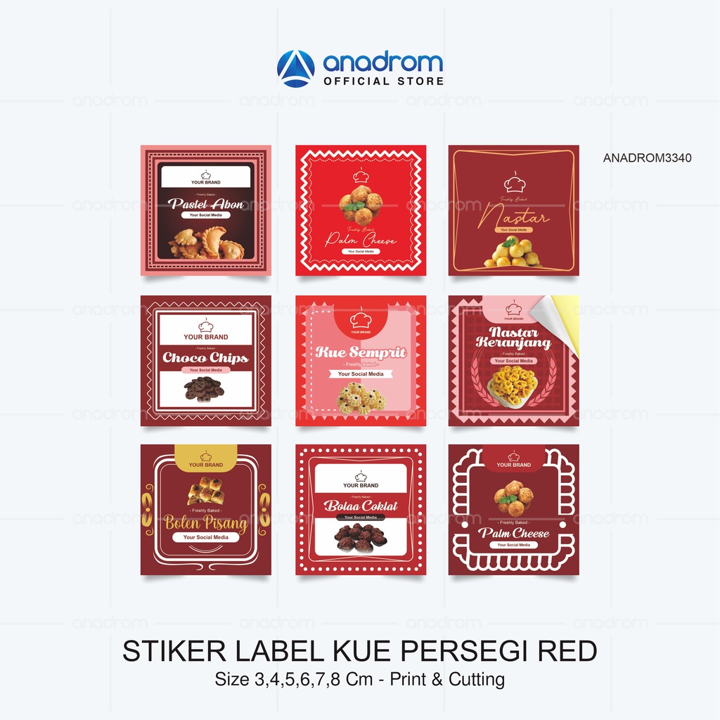 Jual Stiker Label Kue Persegi Red | Sticker Label Kue Kering | Anadrom ...