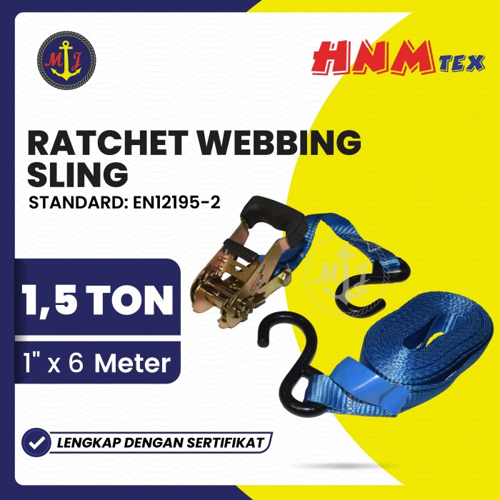 Jual RATCHET WEBBING SLING 1 inci X 6 M // TIE DOWN RATCHET / CARGO ...