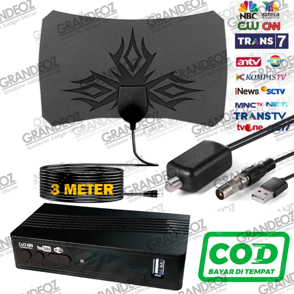 Jual Set Top Box DVB-T2 + Antena TV Digital T2 /C/IPTV H.265 1080P DVB ...