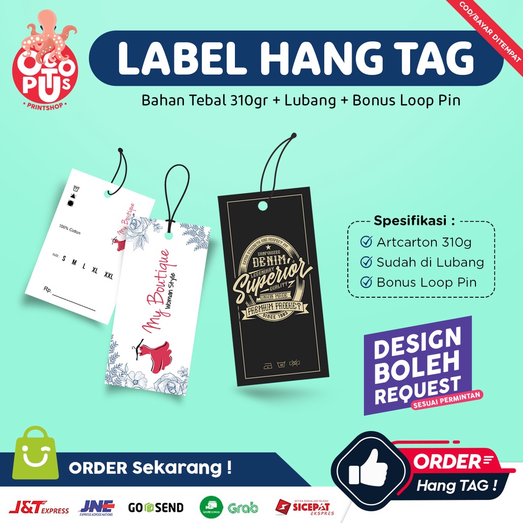 Jual Label Hang Tag Custom Varian Cetak 2 Sisi | bonus tali label baju ...