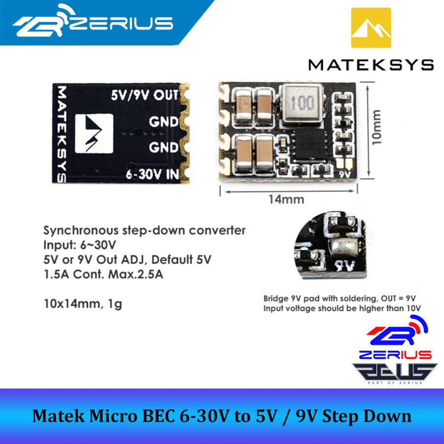 Jual Matek Micro BEC 6-30V to 5V / 9V Adjustable Step Down | Shopee ...