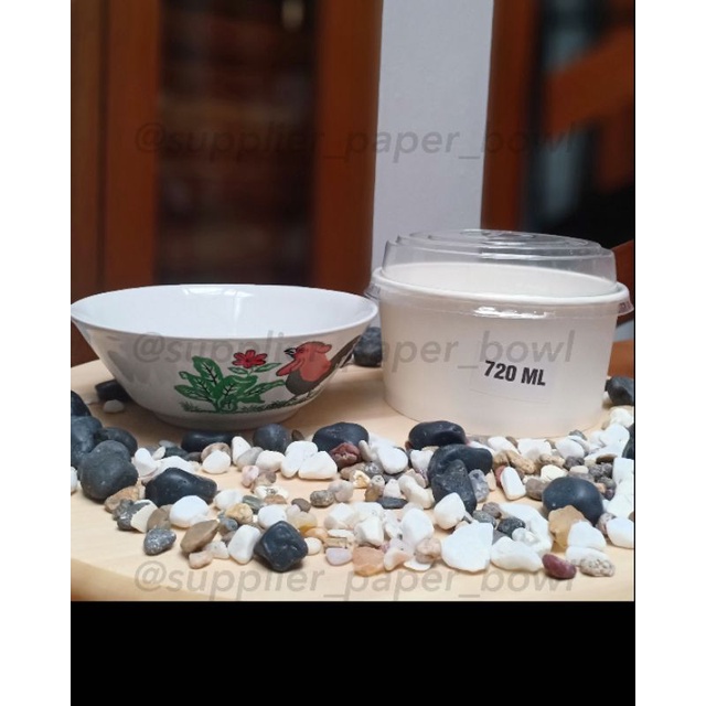 Jual Paper bowl 720ml + lid tinggi (GOJEK) | Shopee Indonesia