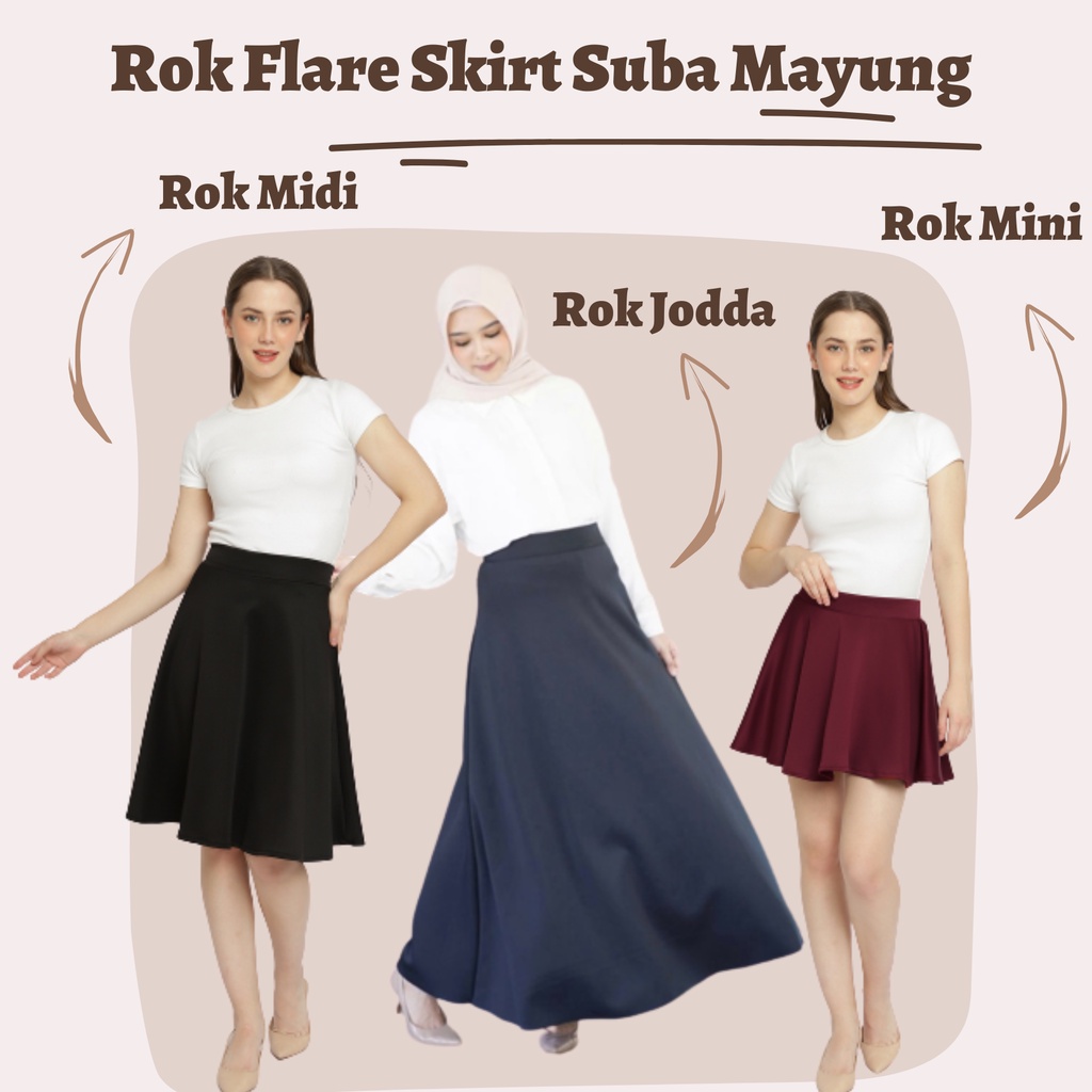 Jual ROK FLARE SKIRT SCUBA MAYUNG LEBAR / ROK MIDI SCUBA / ROK MINI ...