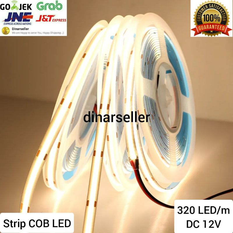 Jual LED STRIP COB LED 320 LED /m LED DC12V PANJANG 5 METER PCB 8MM | Shopee Indonesia