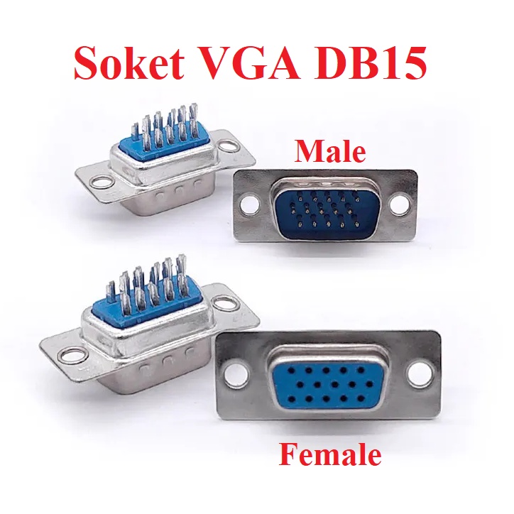 Jual Konektor Adaptor soket socket Kabel DB15 VGA DB 15 male Female Cowo Cewe | Shopee Indonesia