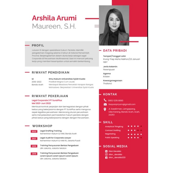 Jual Desain CV dan Surat lamaran Kerja | Curriculum Vitae | Resume | Shopee Indonesia