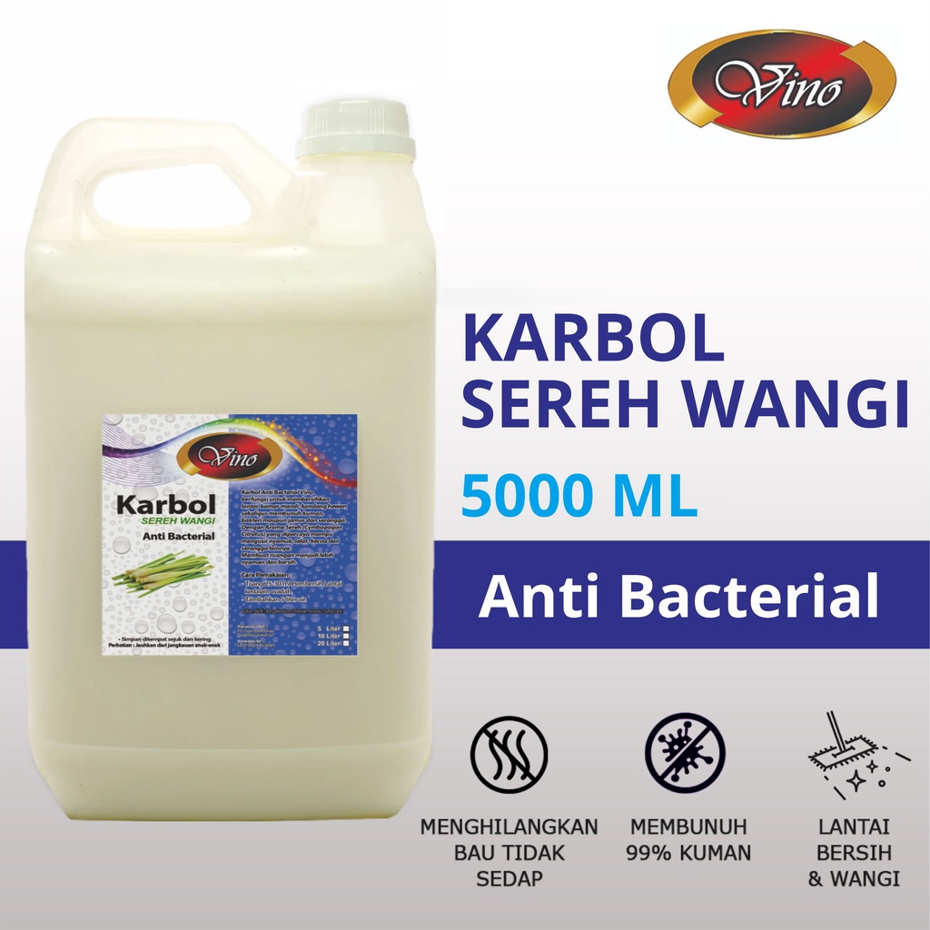 Jual VINO Karbol Sereh Wangi Antibacterial VINO Karbol Sereh 5 Liter ...