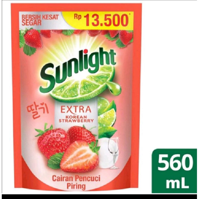 Jual Sunlight Korean strawberry 650 ml free botol lucu hijau murah ...