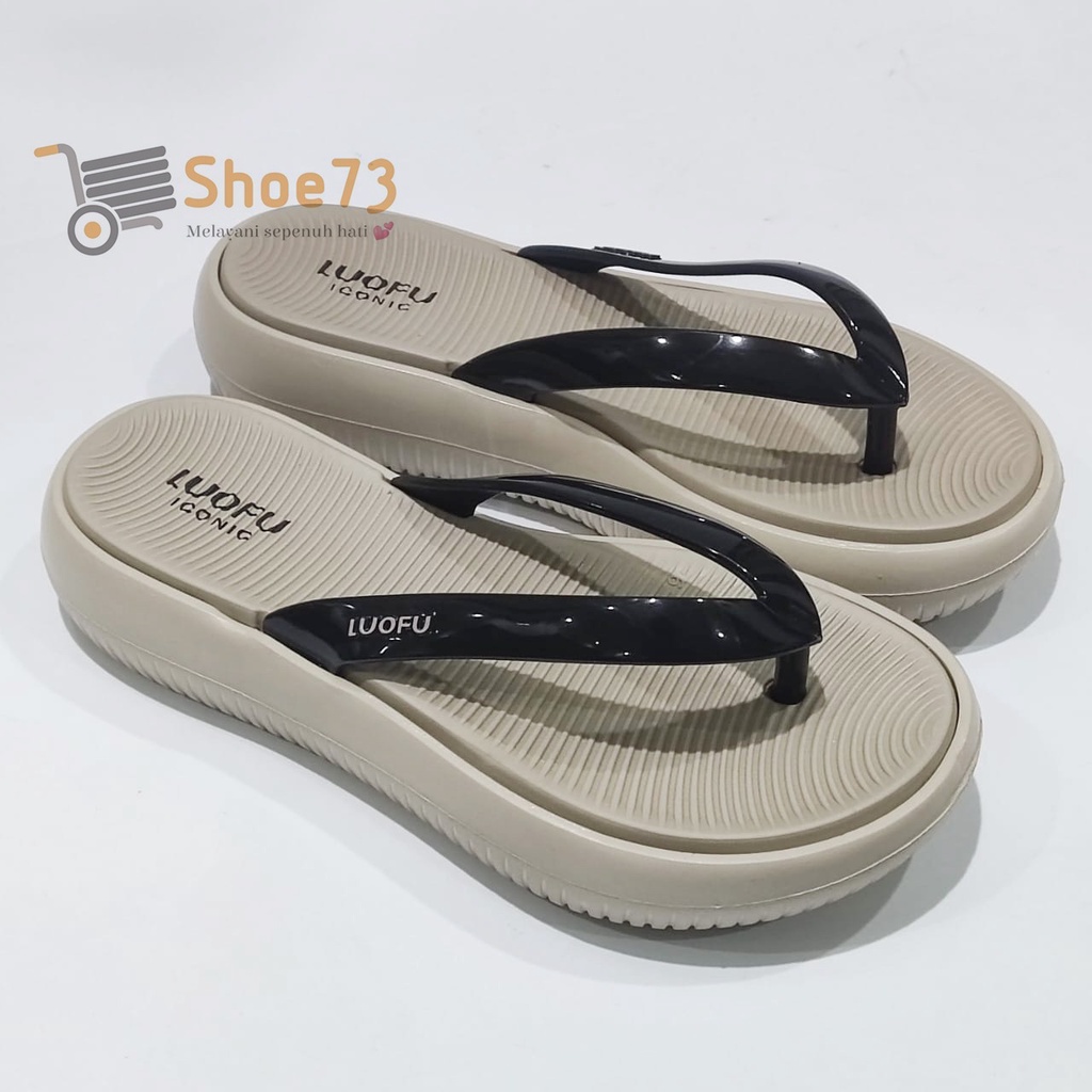 Jual LUOFU E 7204 - E01SM SIZE 36-40 ORIGINAL l Sandal wedges jepit jelly wanita l Sendal jepit ...