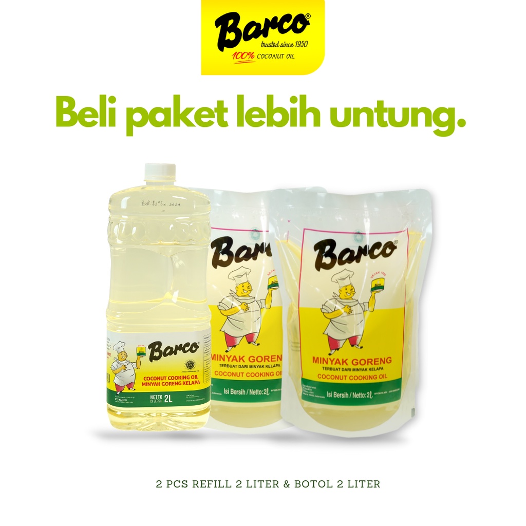 Jual Barco Offical- Minyak Goreng Kelapa Botol 2 ltr + Pouch 2 ltr ...