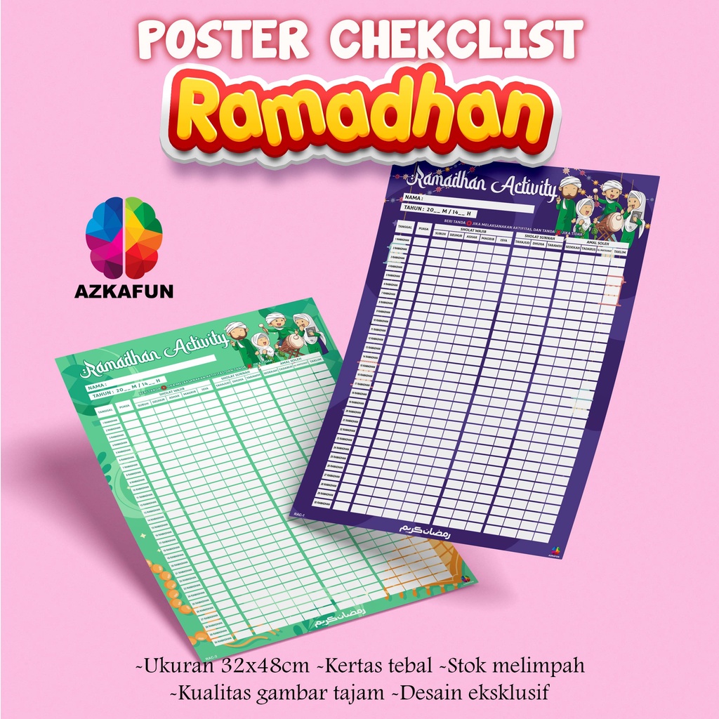 Jual Poster Checklist RAMADHAN ACTIVITY - Ceklist Ramadhan | Shopee ...