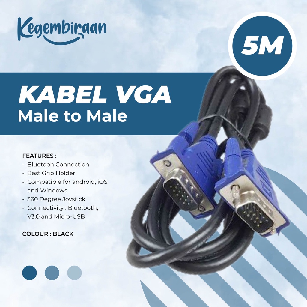 Jual kabel vga 5 meter male-male gold plated | Shopee Indonesia