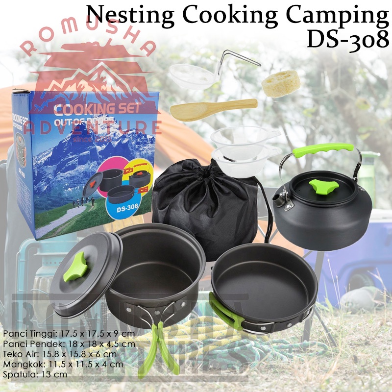 Jual Nesting Camping Cooking Set Camping Outdoor DS-308 Panci Masak ...