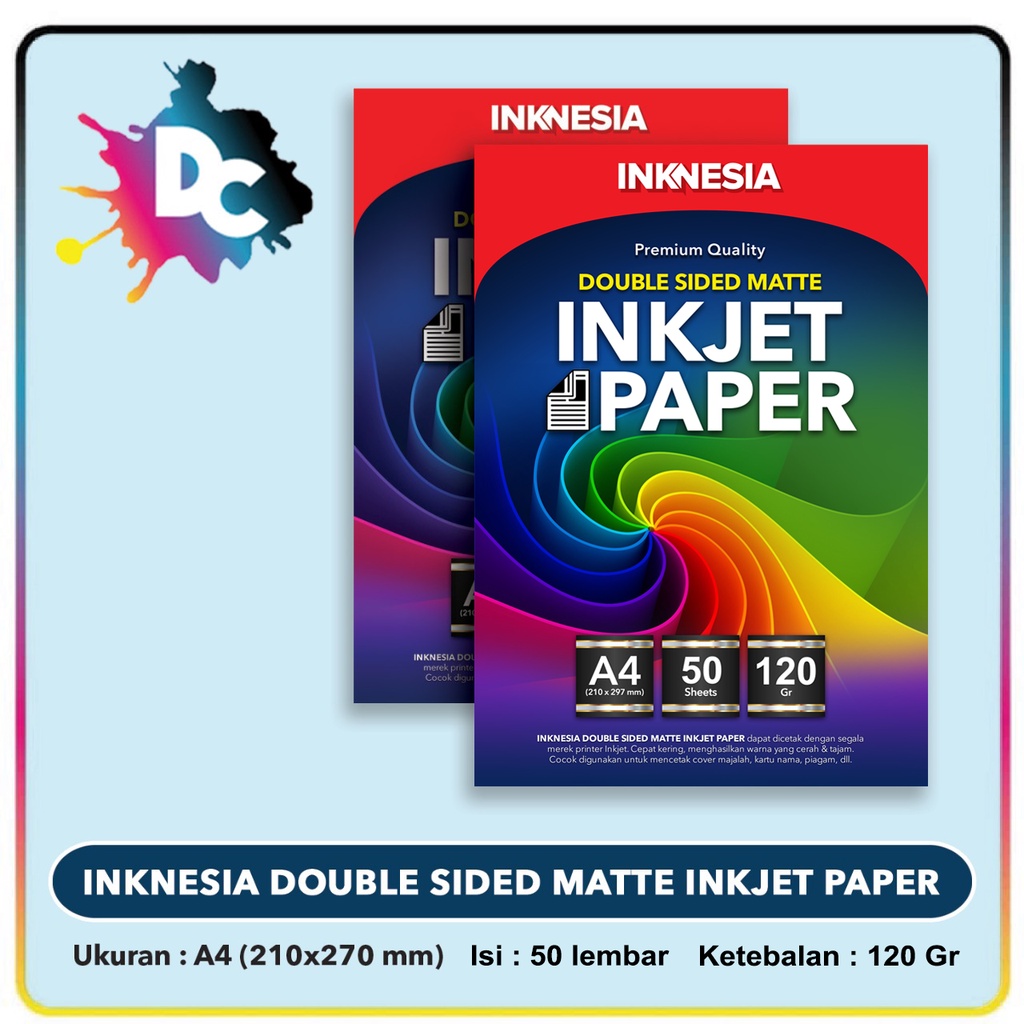 Jual Kertas Double Side Matte Inkjet Paper Inknesia A4 120 gr isi 50 ...