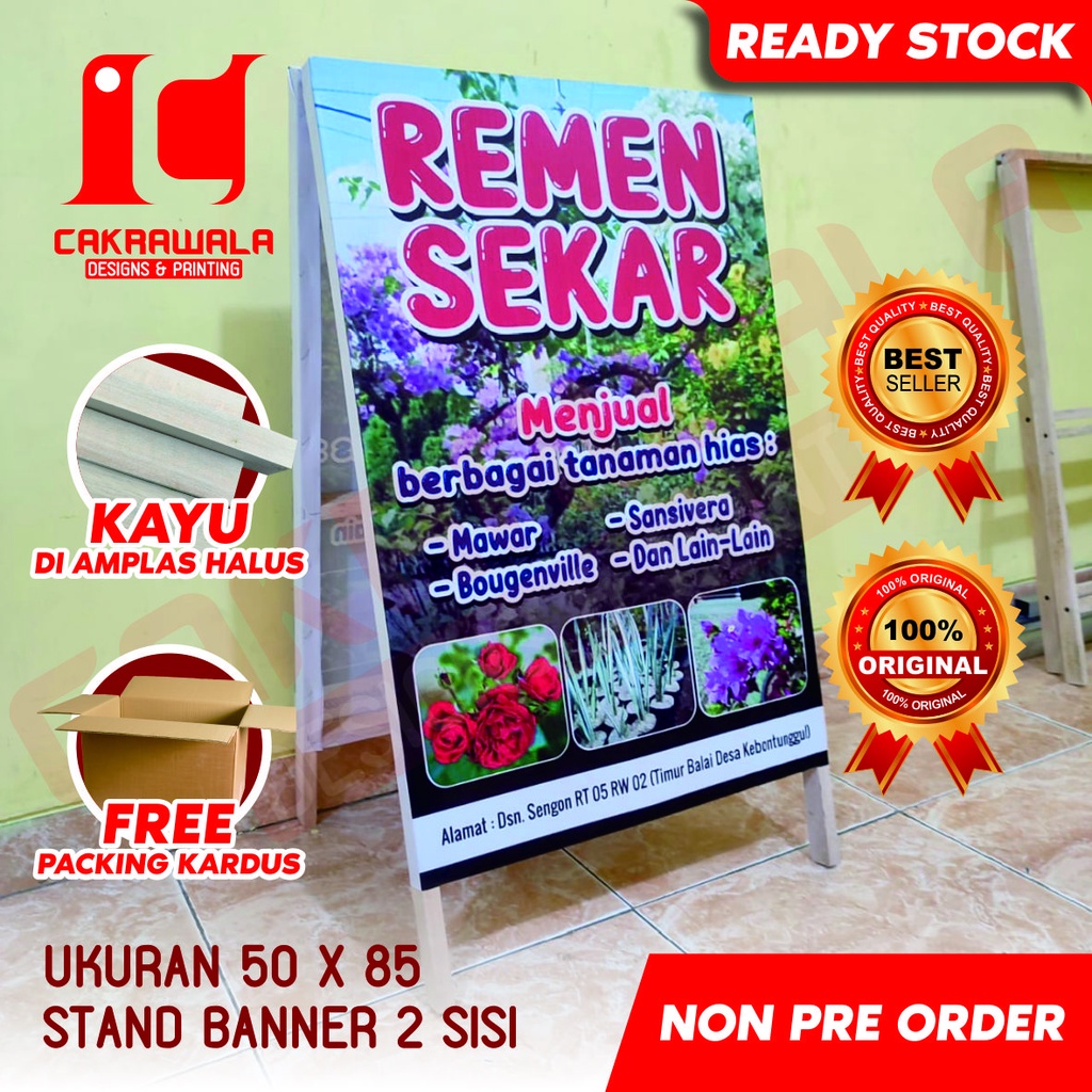 Jual STAND BANNER KAYU JUAL TANAMAN HIAS UKURAN 50 X 85 - STANDING ...