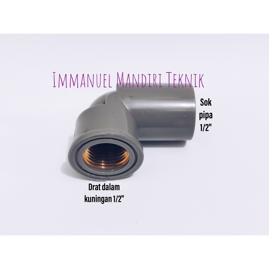 Jual Knee drat dalam 1/2 pvc kuningan / Elbow drat kuningan pvc 1/2 | Shopee Indonesia