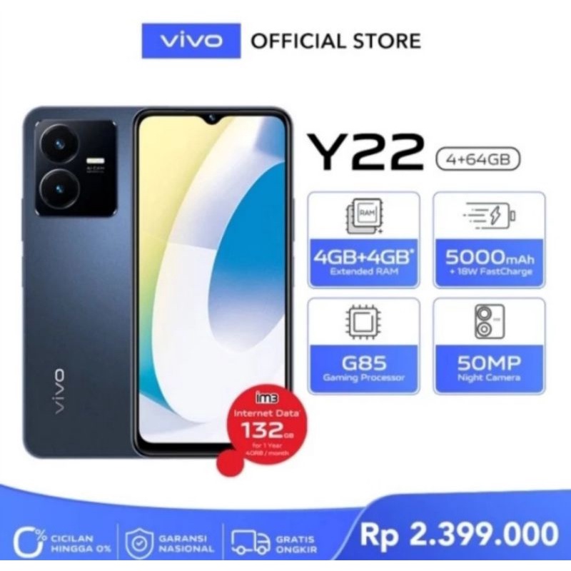 Jual Handphone Vivo Y22 4/64GB | HP Y 22 BNIB garansi resmi 4/64 gb ...